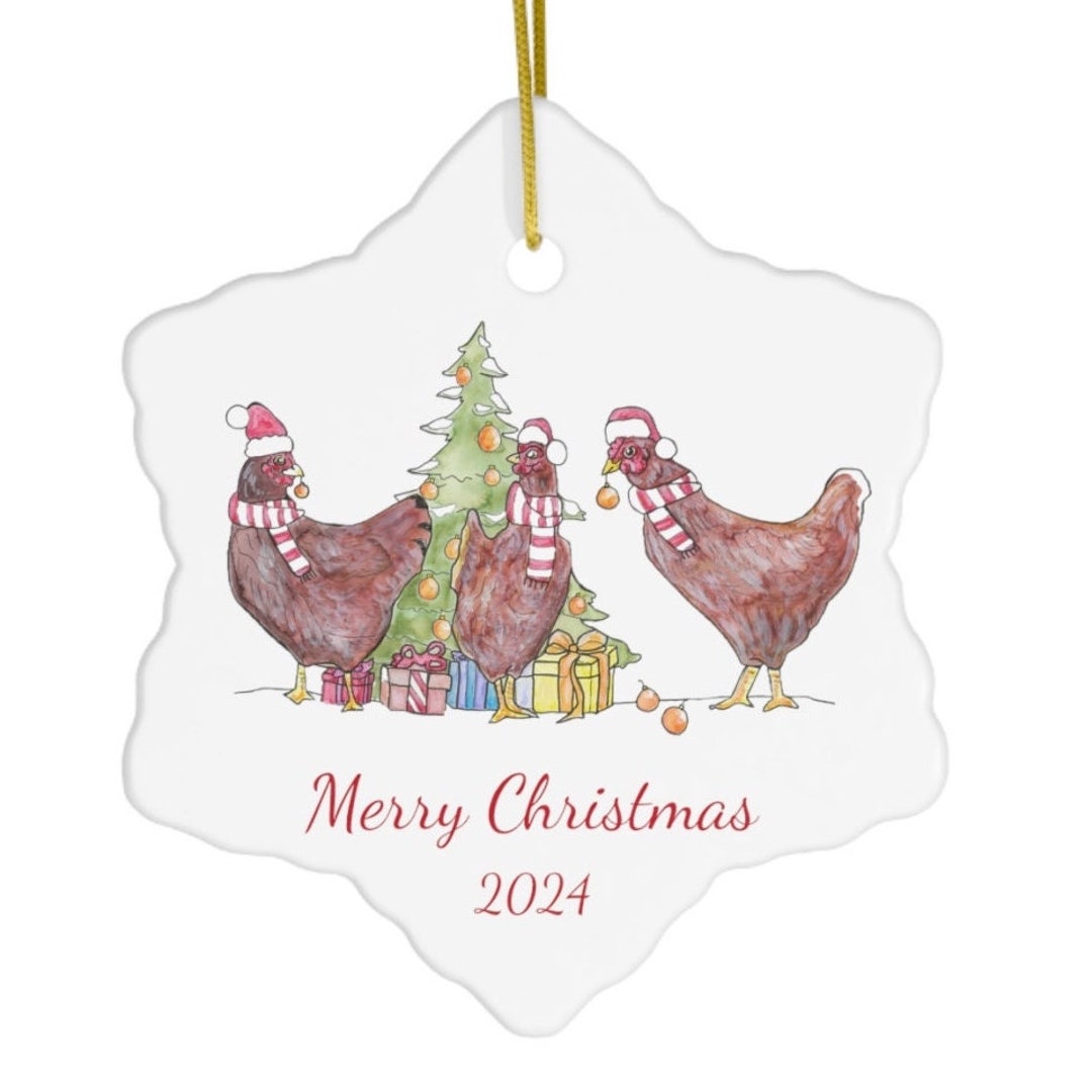Cute Chicken Christmas Ornament-cute Animal Ceramic Christmas Ornament ...