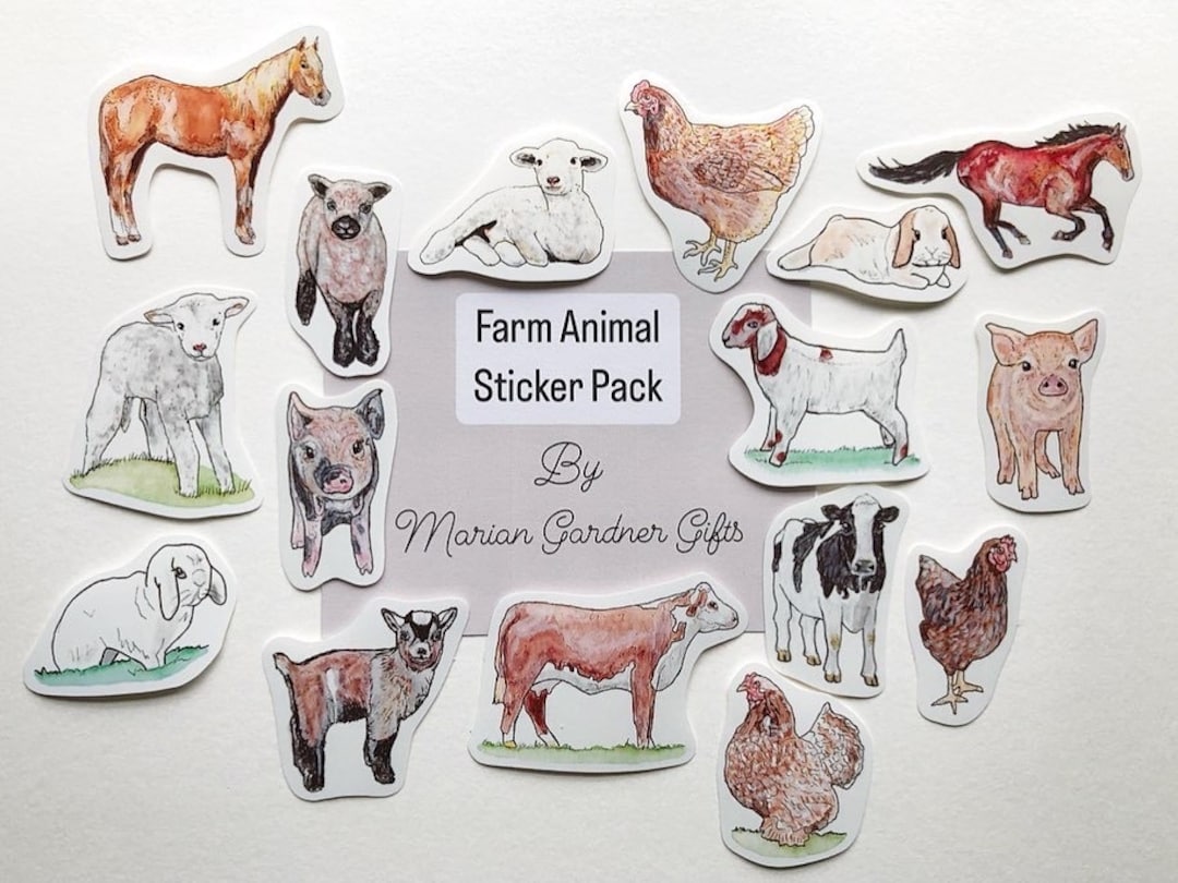 Farm Animal Sticker Pack-handmade Artwork.collectible Stickers. Laptop ...