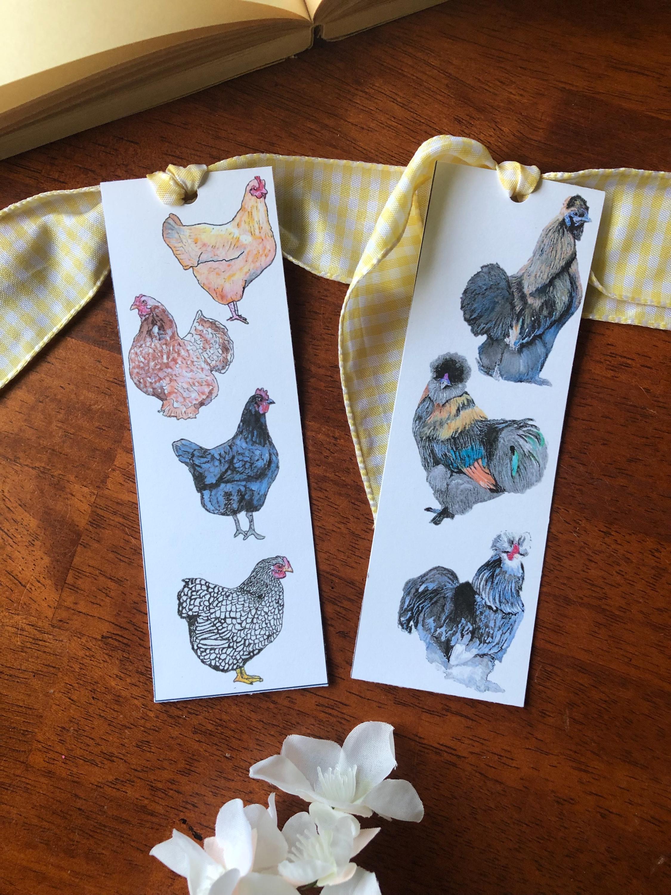 Watercolor Chicken Bookmark: Artisan Reader Gift - Etsy