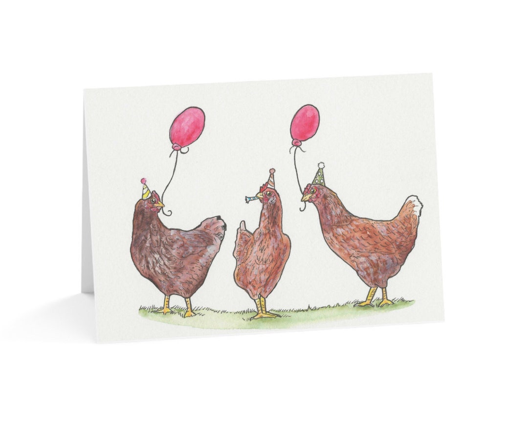 Chicken Party Greeting Card. Handmade,note Card,chicken Lover,farm ...
