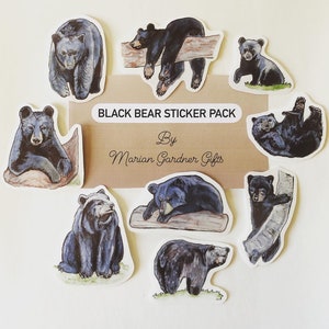Black Bear Sticker Pack. Glossy, Handmade Artwork. Collectible Stickers ...
