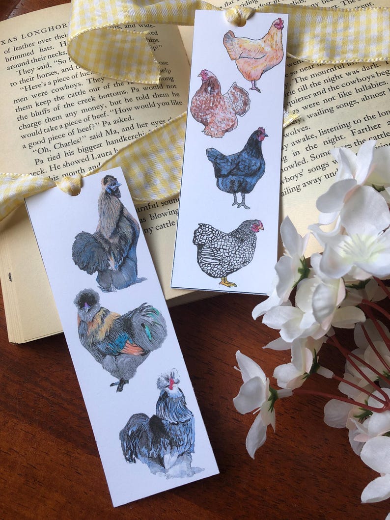 Watercolor Chicken Bookmark: Artisan Reader Gift - Etsy
