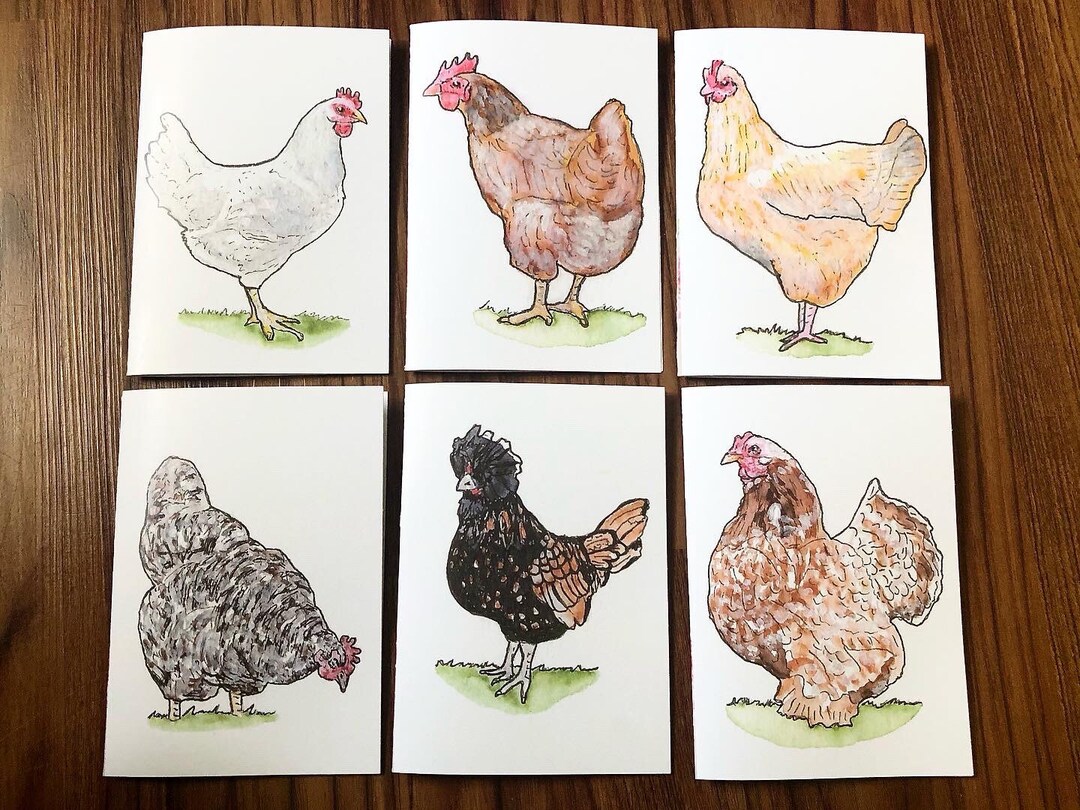 Chicken Greeting Cards. Handmade|note Card|chicken Lover|farm Lover ...