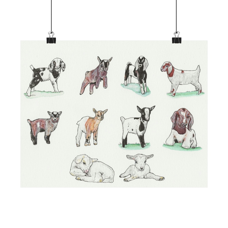 Baby Goats Print, Nursery Room Decor, Original Art, Goat Art, Goat ...