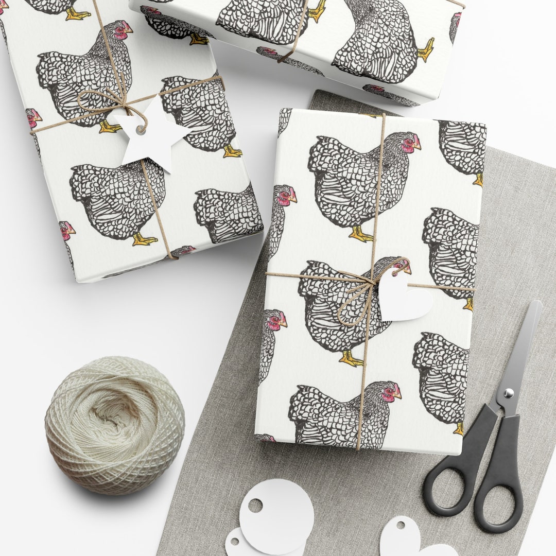 Chicken Gift Wrap Paper, Laced Wyandotte, Country, Farm Style, Farm ...