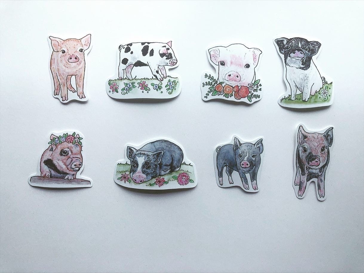 Pig Sticker Pack-handmade Artwork. Collectible Pig Stickers. - Etsy