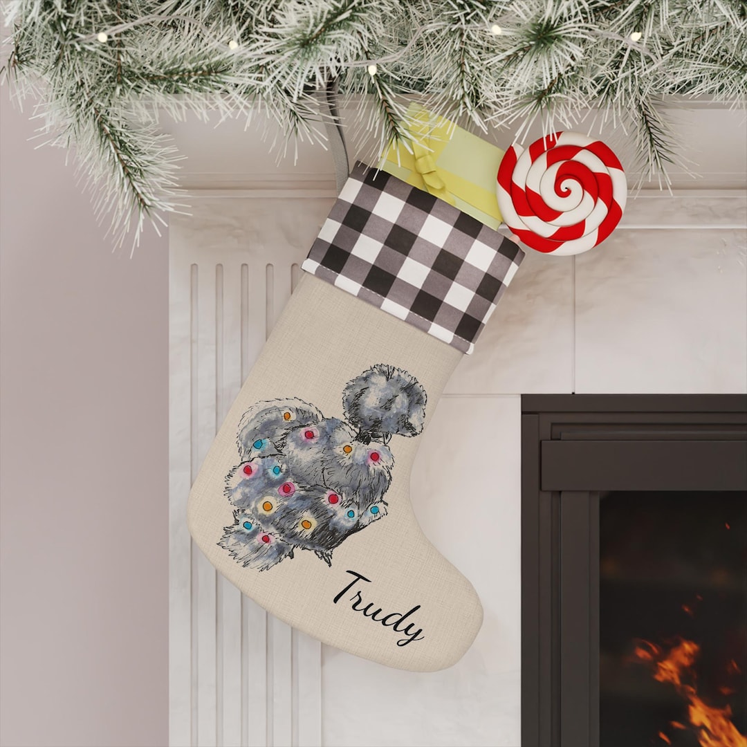 Personalized Christmas Stocking, Silkie Lover, Cabin Decor, Christmas ...