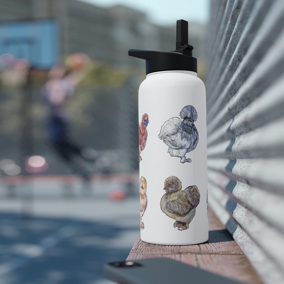Silkie Chicken Stainless Steel Water Bottle, Standard Lid, Silkie Lover ...