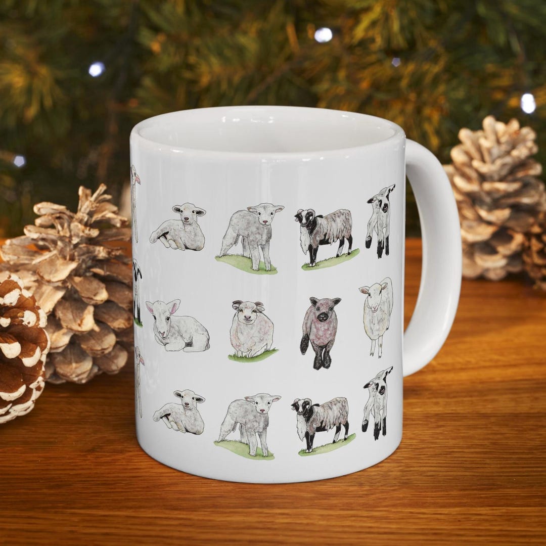 Sheep Breed Ceramic Mug 11oz, Watercolor Art, Sheep Crazy, Sheep Farmer ...