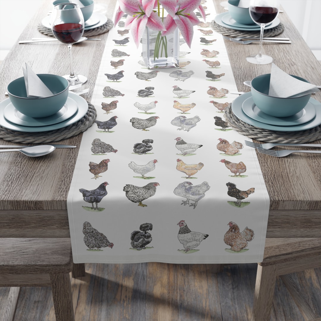 Chicken Breeds Table Runner, Farmhouse Decor, Chicken Lover Gift ...