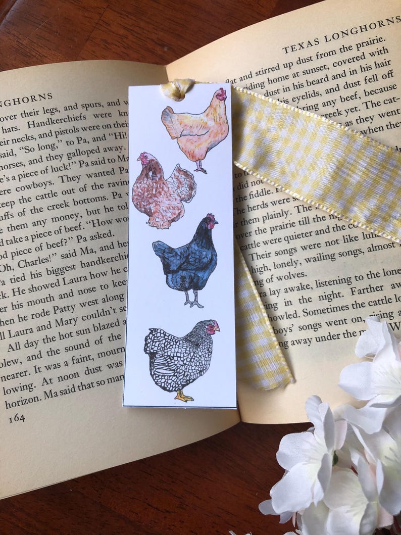 Watercolor Chicken Bookmark: Artisan Reader Gift - Etsy