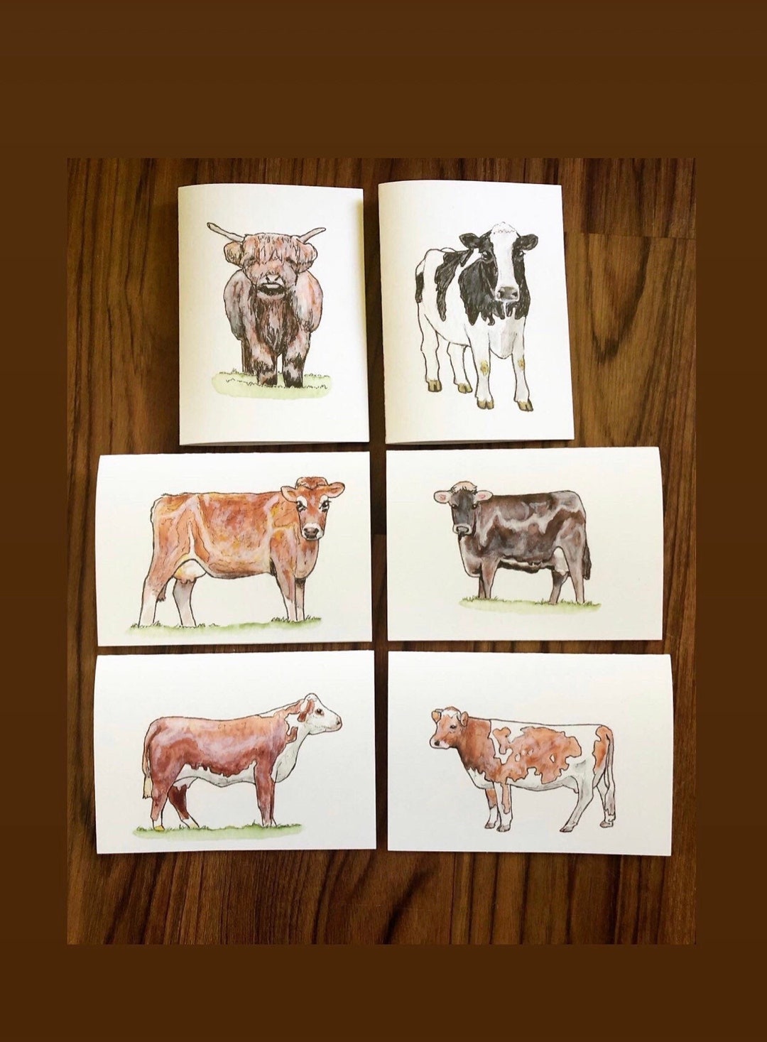 Cow Greeting Cards. Handmade,note Card,cow Lover,farm Lover Card,animal ...