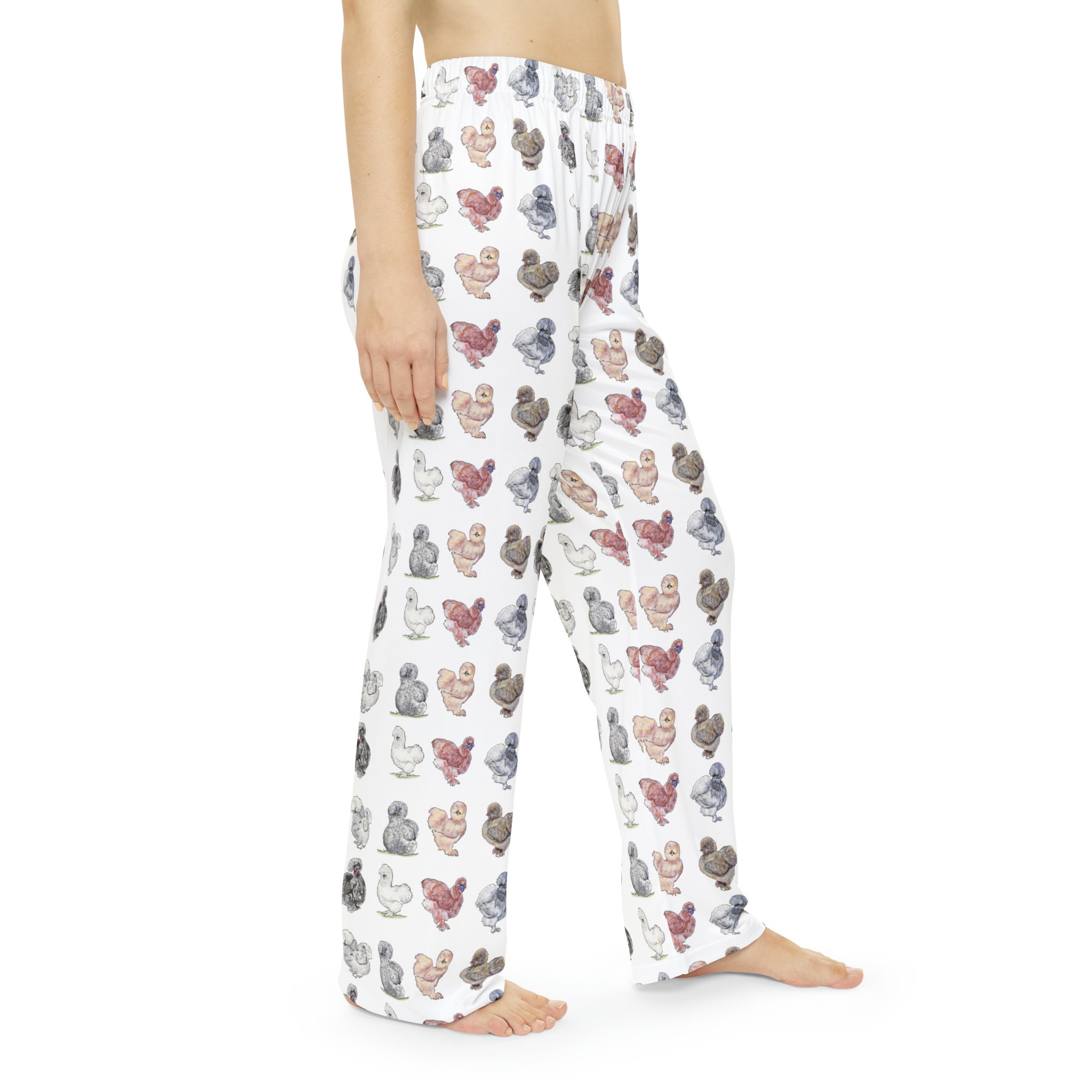 Women's Silkie White Pajama Pants Chicken Lover Gift - Etsy