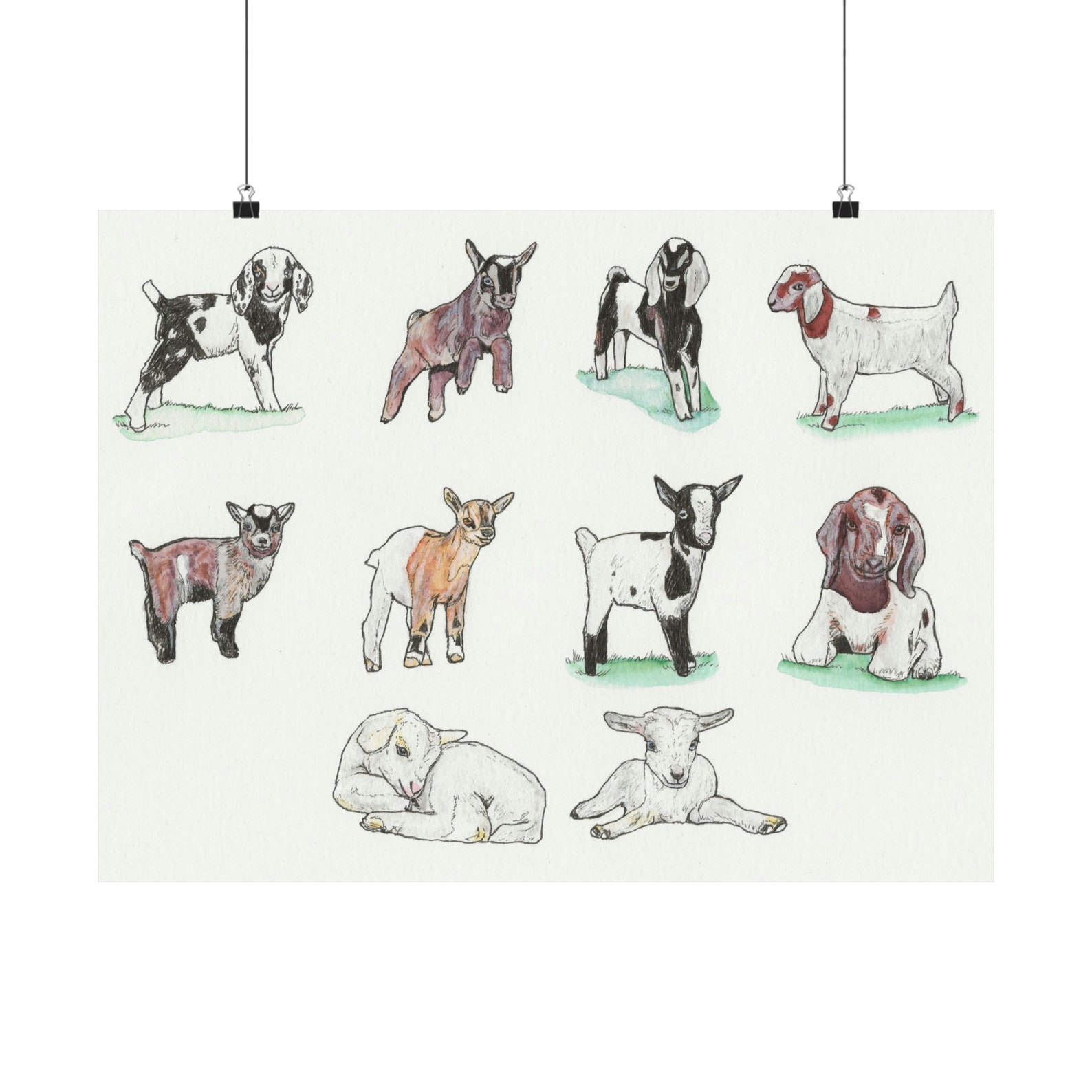 Baby Goats Print, Nursery Room Decor, Original Art, Goat Art, Goat ...