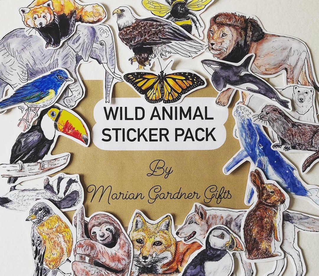 Wild Animal Sticker Pack.handmade Artwork,collectible Animal Stickers ...
