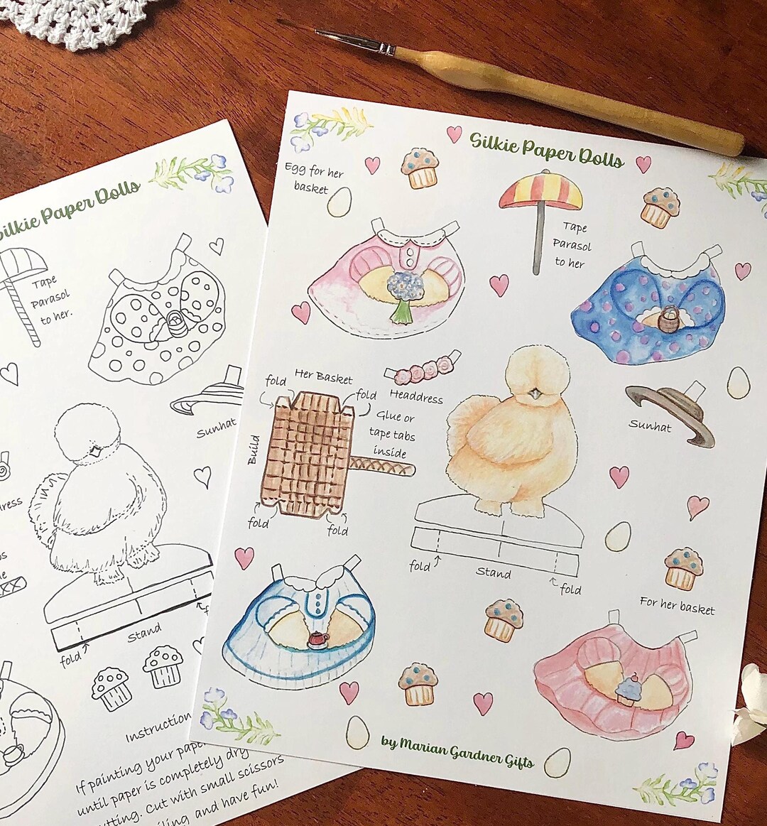 Silkie Chicken Paper Doll Set. Cut Outs, Pretend Play, Craft Lover ...