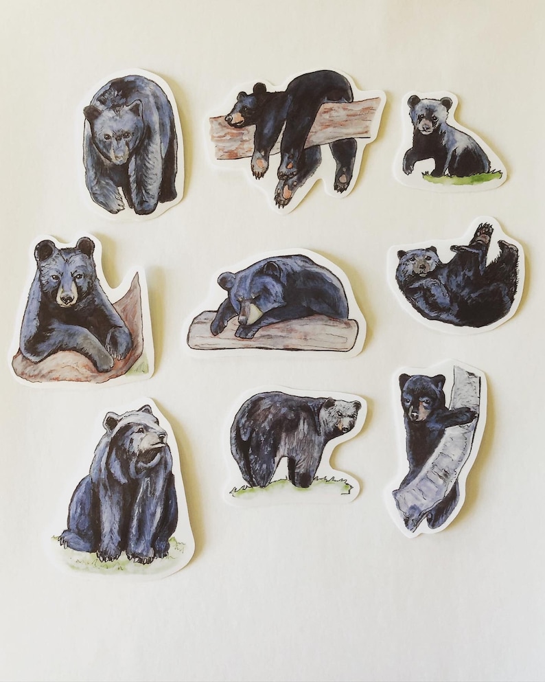 Black Bear Sticker Pack-glossy Handmade Artwork. Collectible - Etsy