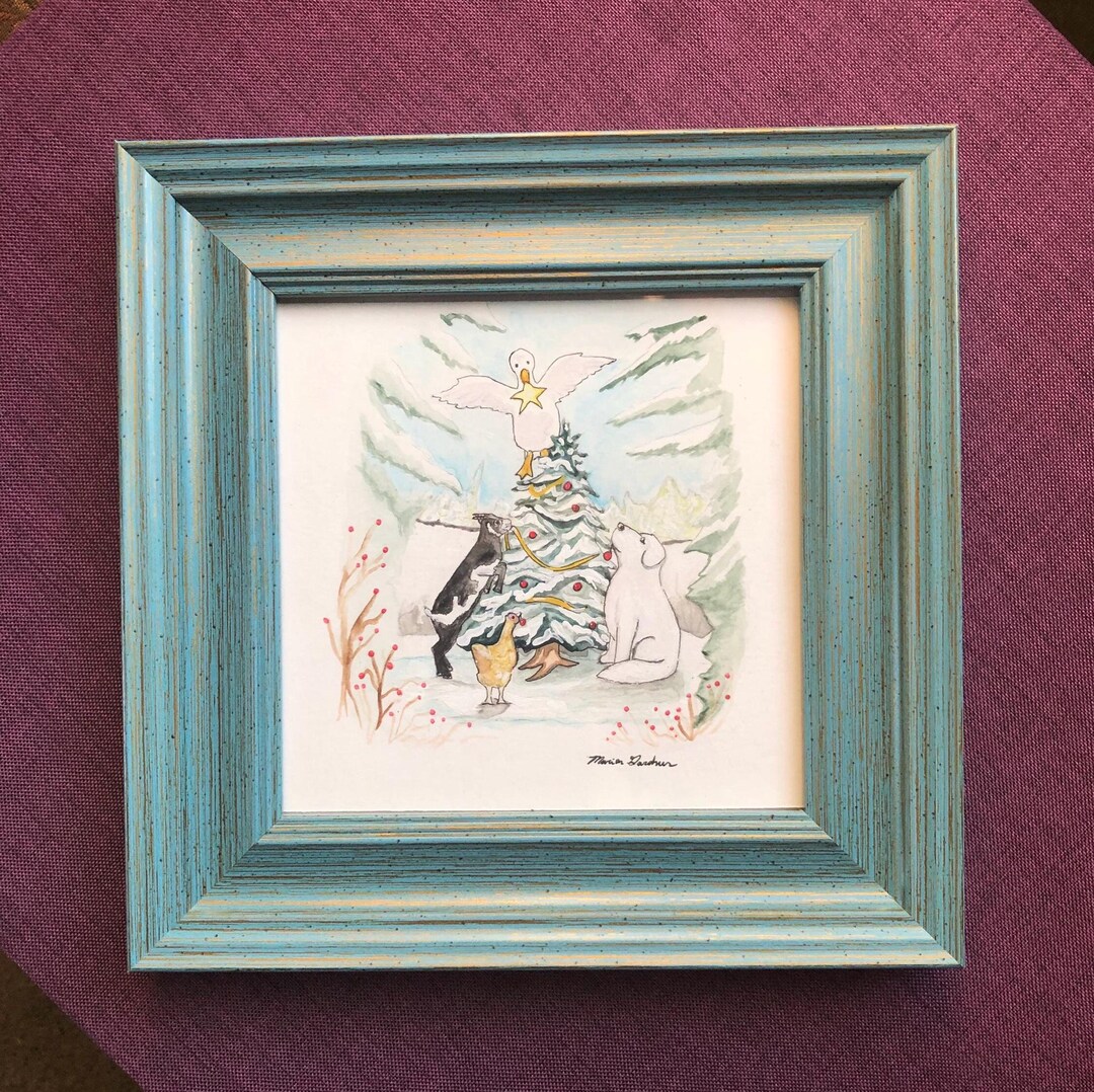 Original Framed Watercolor Painting-hand Painted,farm Animal Lover,farm ...