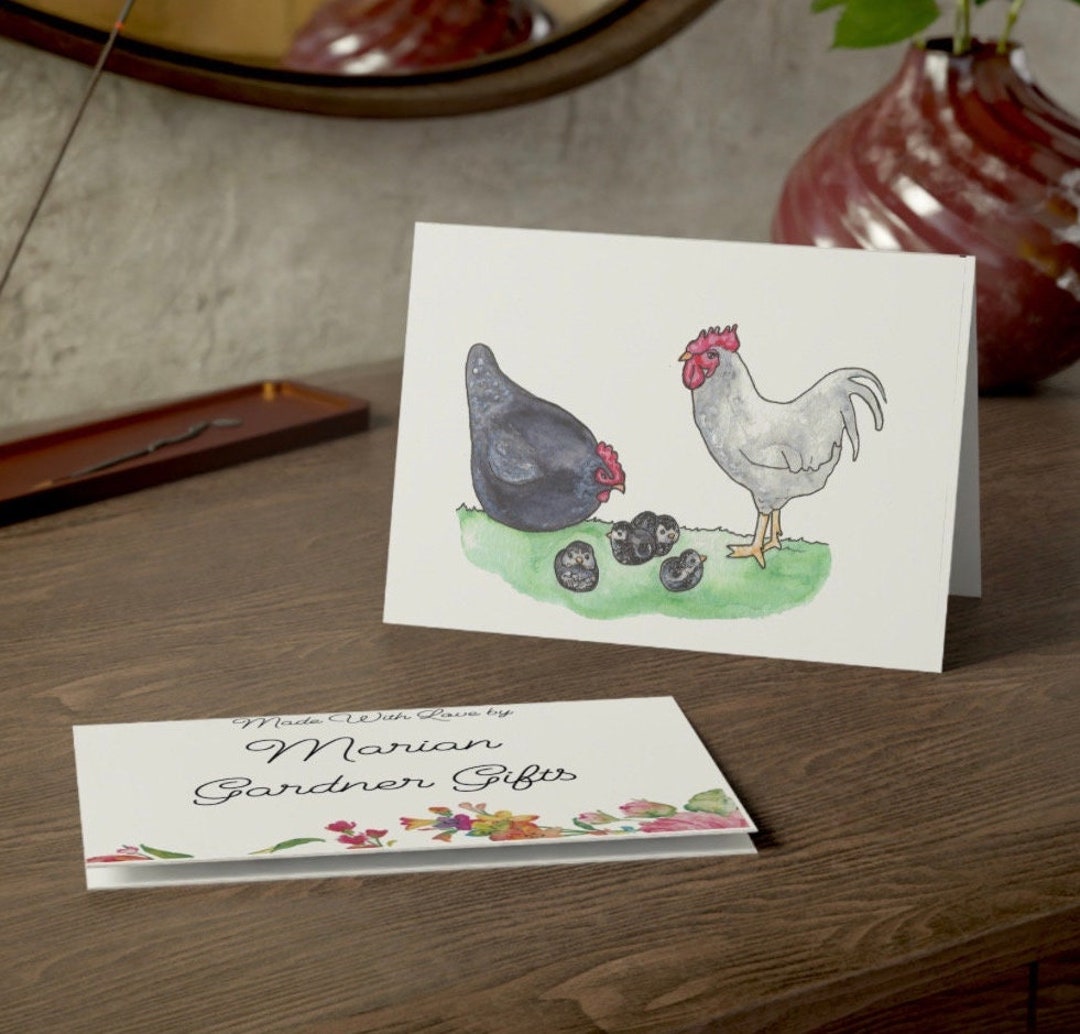 Chicken Family Greeting Card. Handmade,note Card,chicken Lover,farm ...