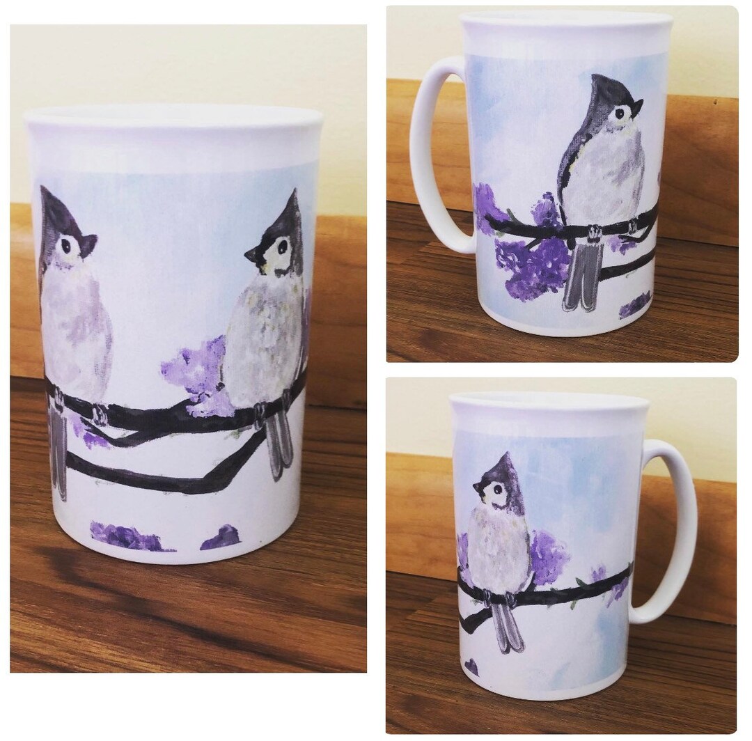 Titmouse Pair-18oz White Ceramic Mug!bird Lover Gift,song Bird ...