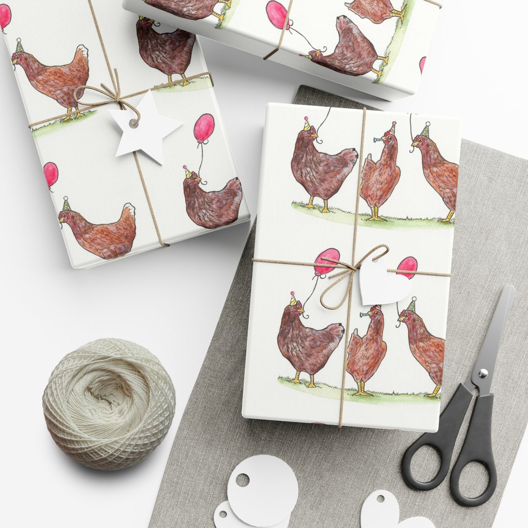 Adorable Chicken Party Gift Wrap Paper, Chicken Lover Wrapping Paper ...