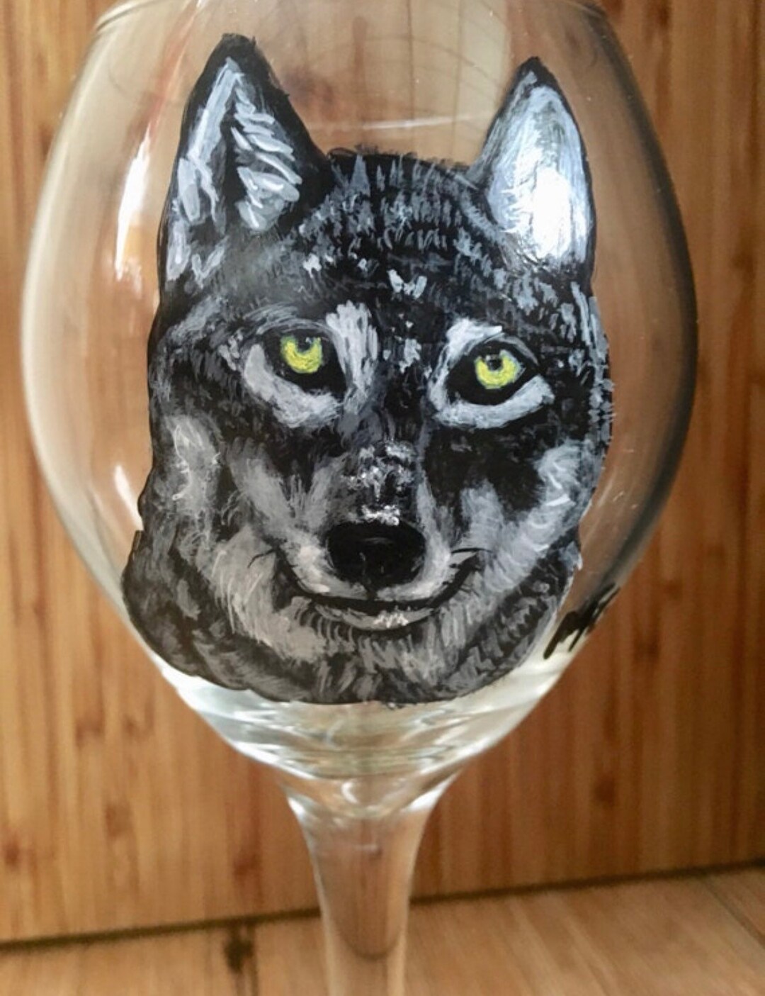Hand Painted Wolf Wine Glass-handmade,wolf Lover,nature Lover Gift,wild ...
