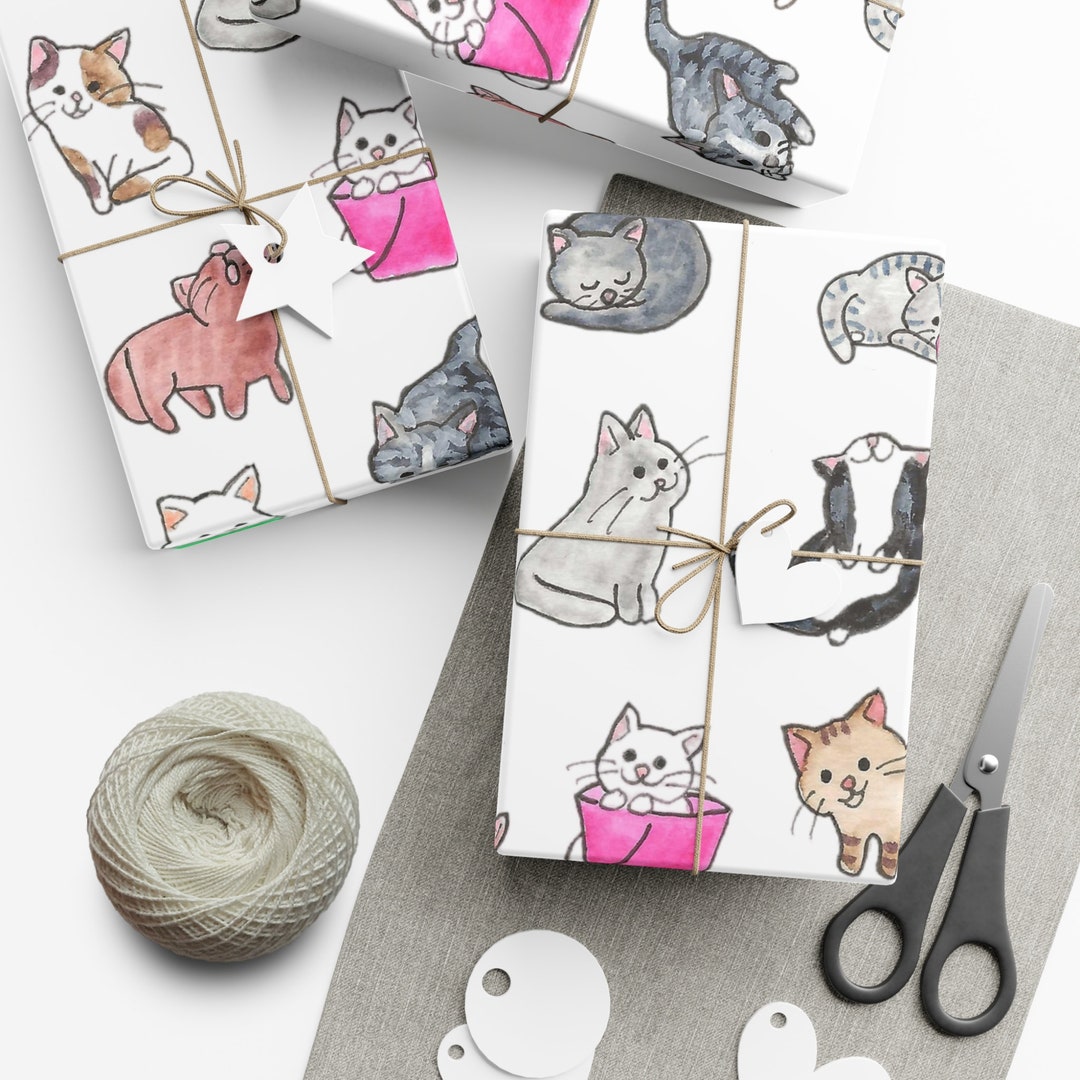 Cute Cat Gift Wrap Paper, Cat Lover Gift Wrap, Girl Gift Wrap ...