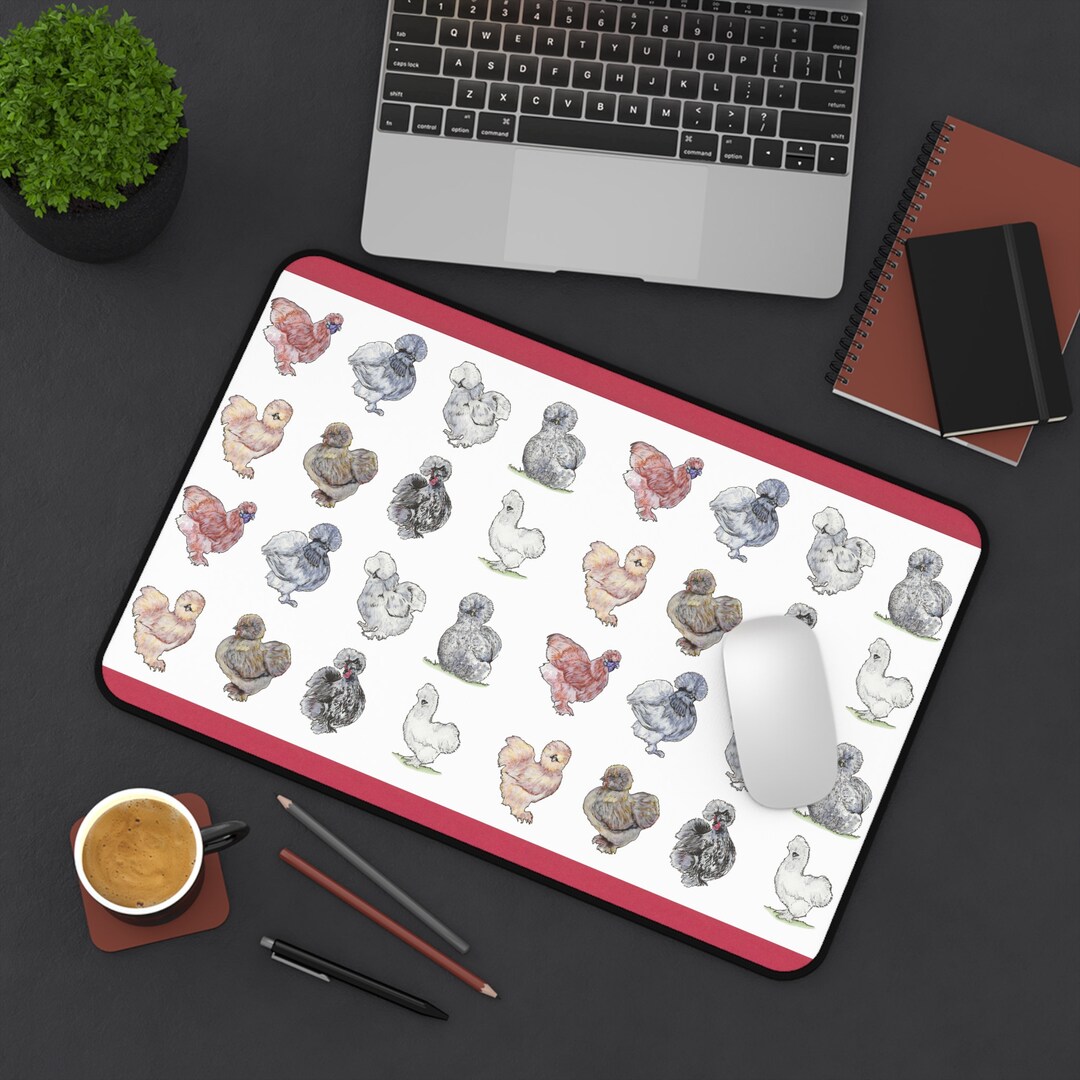 Silkie Chickens Desk Mat, Cute Chickens, Silkie Chicken Lover, Silkie ...