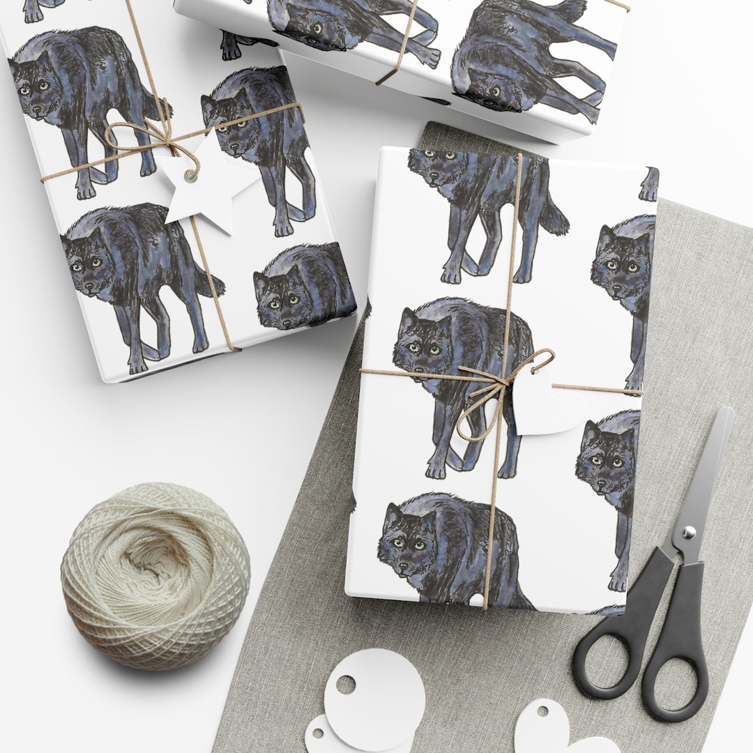 Black Wolf Gift Wrap Paper, Wolf Lover, Wild Animal Wrapping Paper - Etsy