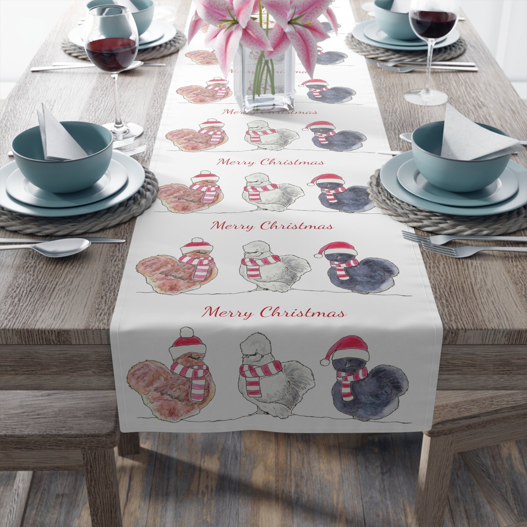 Christmas Silkie Chicken Table Runner, Farmhouse Decor, Chicken Lover ...