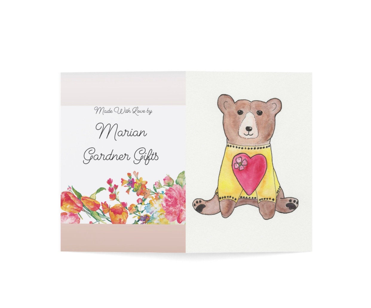 Brown Bear Greeting Card. Handmade,note Card,bear Lover Gift,birthday ...