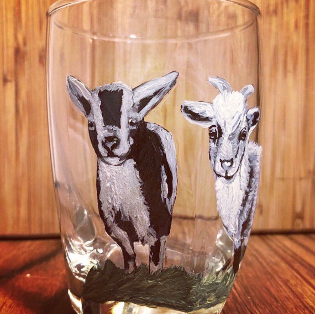 Hand Painted Pygmy Goats Rocks Glass-farm Animal Glass-unique Gift ...