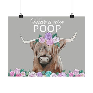 Have A Nice Poop, Cow Original Art Print, Farm Animal Print, Farmhouse ...