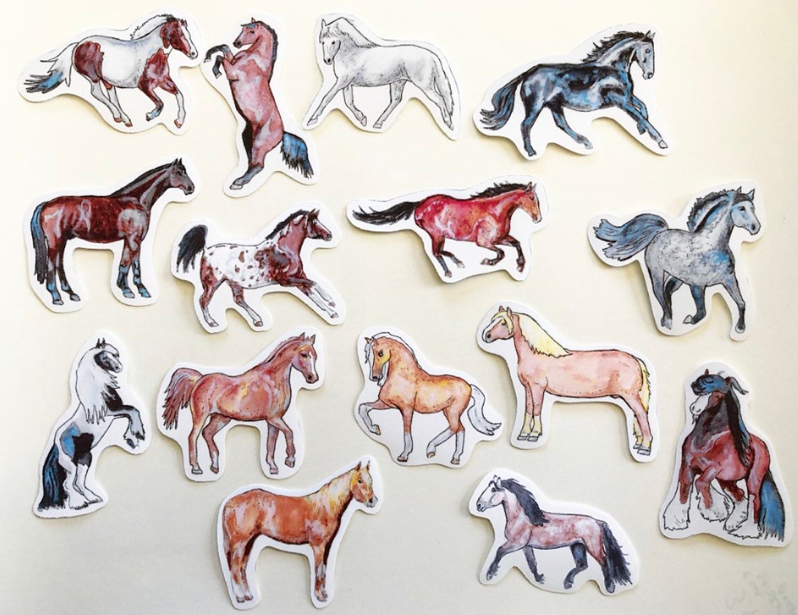 Horse Sticker Pack-handmade Artwork. Collectible Horse - Etsy