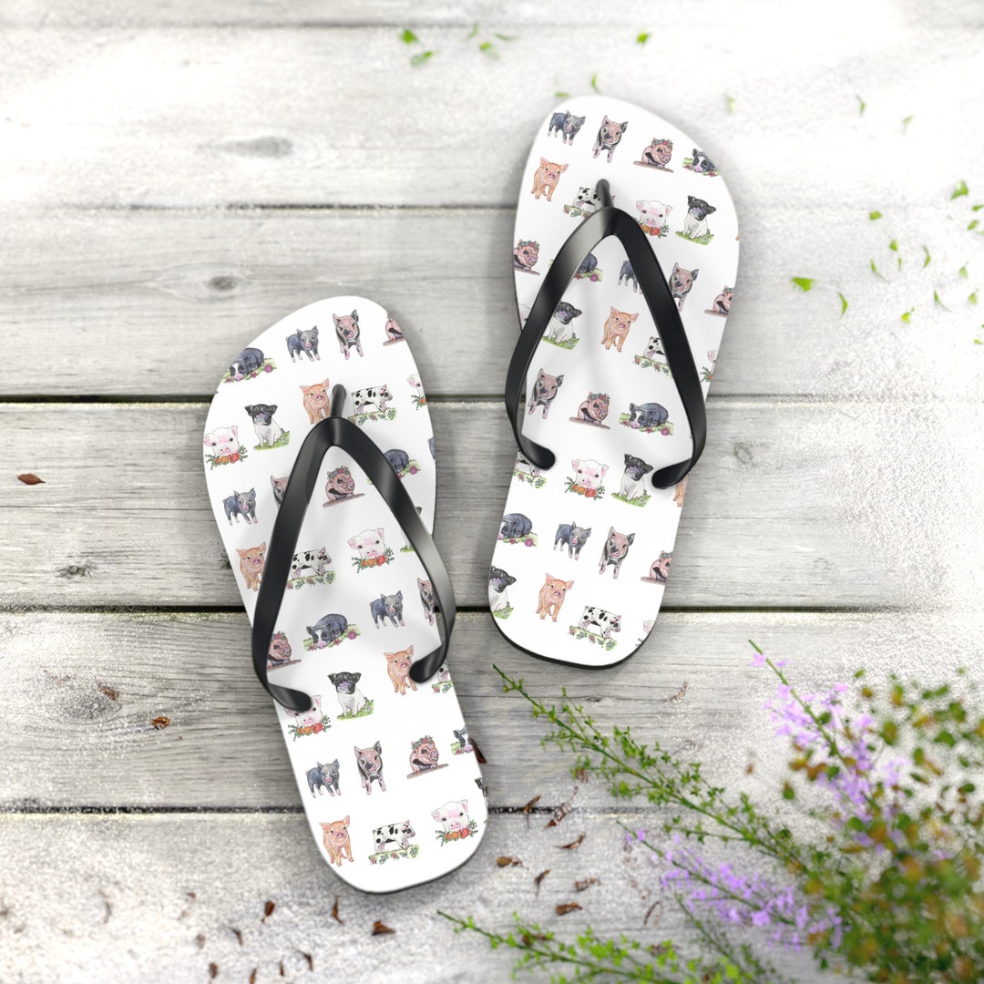 Pig Art Flip Flops, Pig Mom Gift, Pig Lover Gift, Cute Pigs, 4H - Etsy