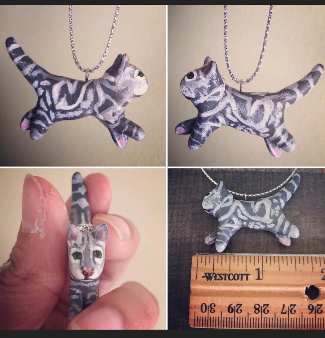 Handmade Tabby Cat Charm-cat Lover,gifts for Her,cute Cat Jewelry,charm ...