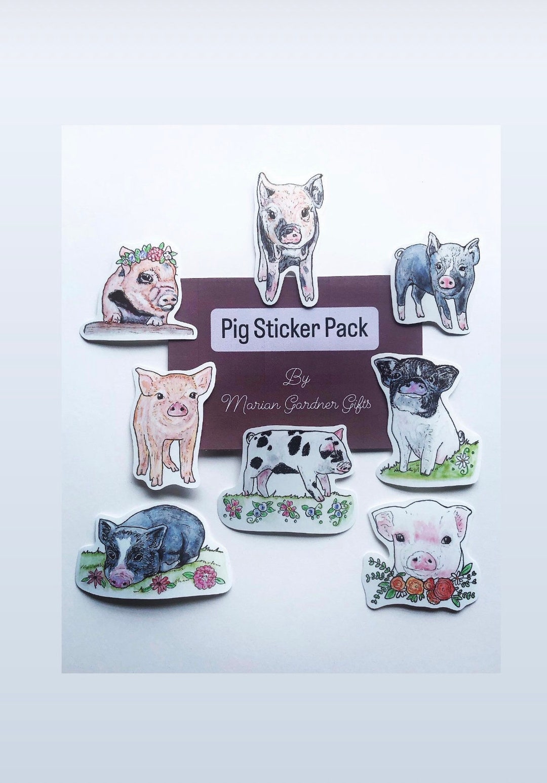 Pig Sticker Pack-handmade Artwork. Collectible Pig Stickers. Laptop ...