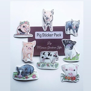 Pig Sticker Pack-handmade Artwork. Collectible Pig Stickers. Laptop ...