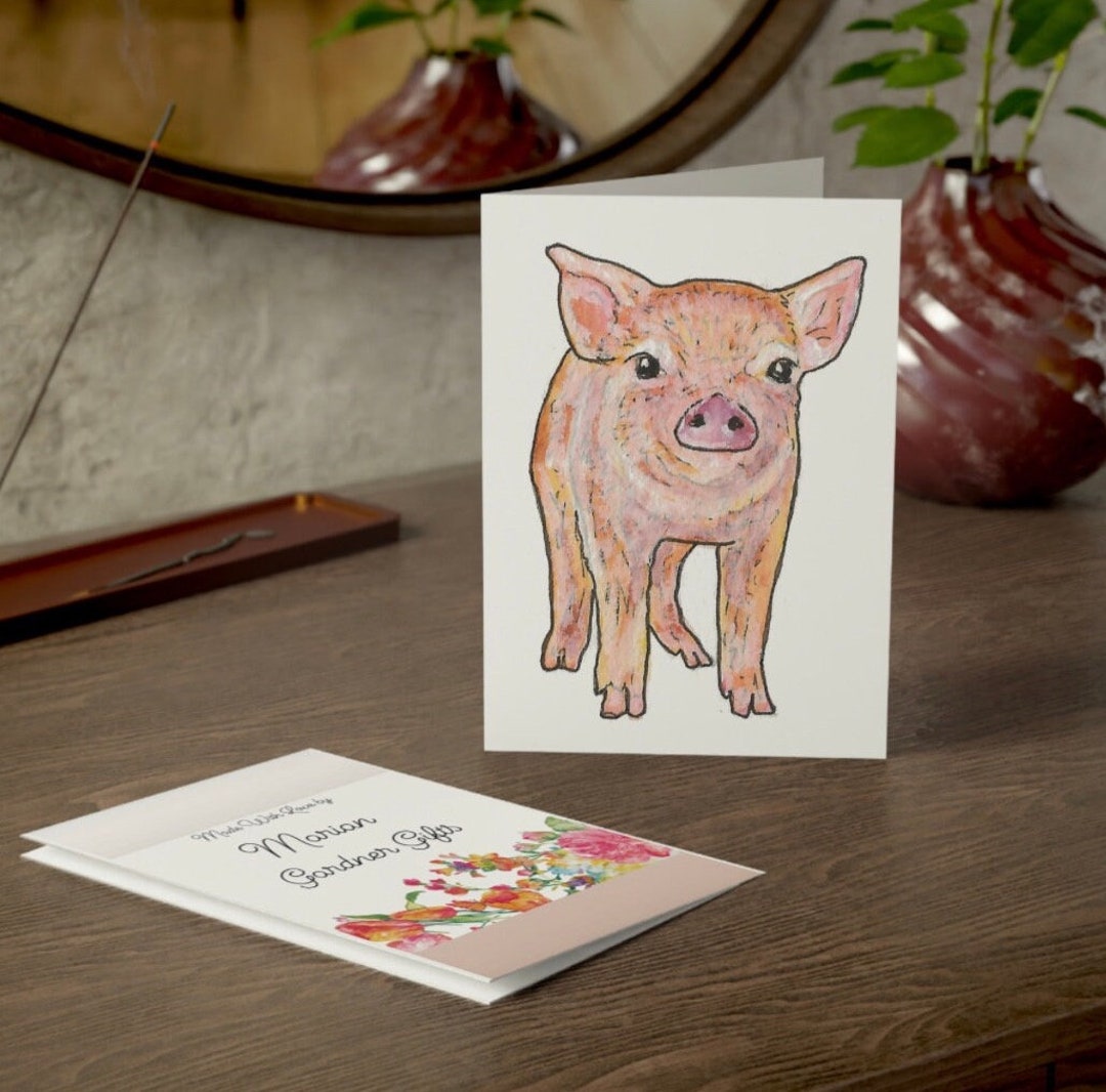 Cute Pig Greeting Card. Handmadenote Cardpig Loverfarm Lover Giftanimal ...