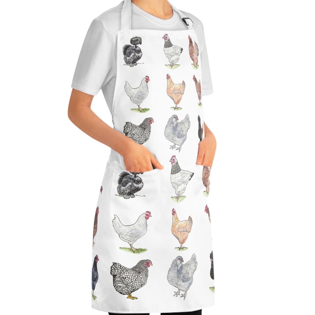 Chicken Art Apron, Chicken Lover, Cute Chickens, Cook Gift, Chef Gift ...