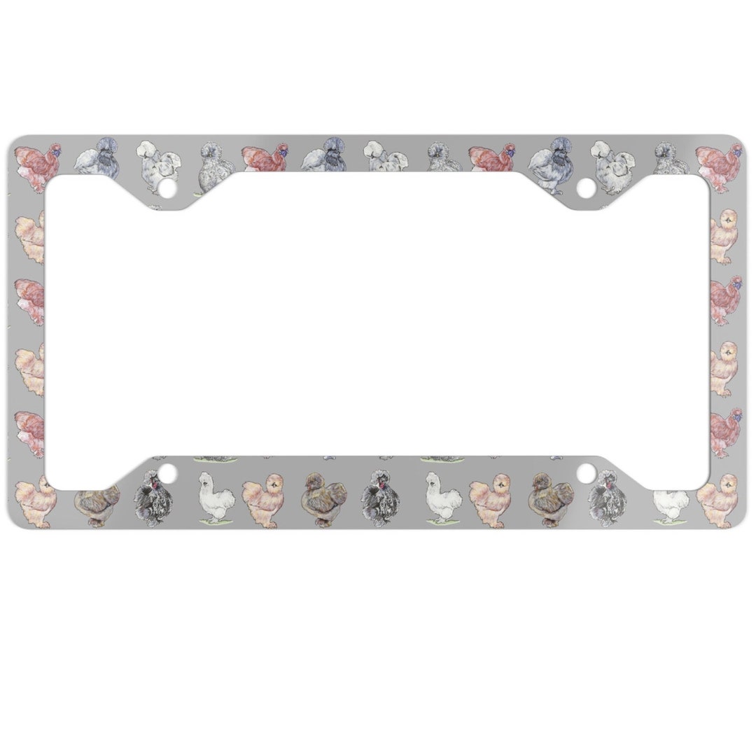 Silkie Chickens Metal License Plate Frame, Silkie Lover Gift, Cute ...