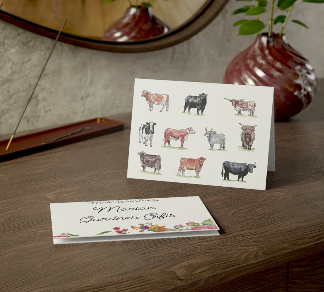 Cow Breeds Greeting Card. Handmade,note Card,cow Lover,farm Lover Gift ...