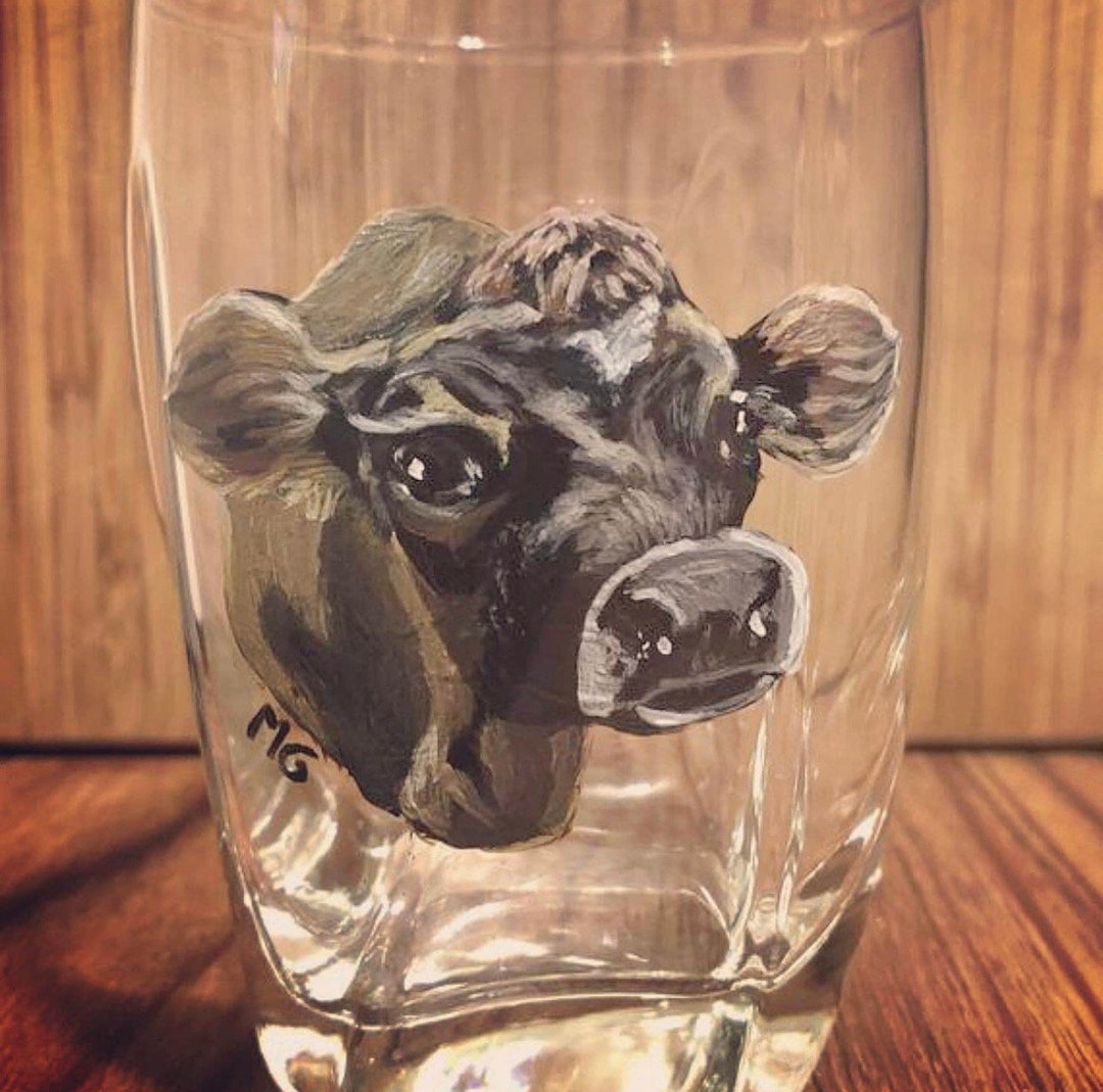 Hand Painted Jersey Cow Rocks Glass-farm Animal Glass-unique Gift ...