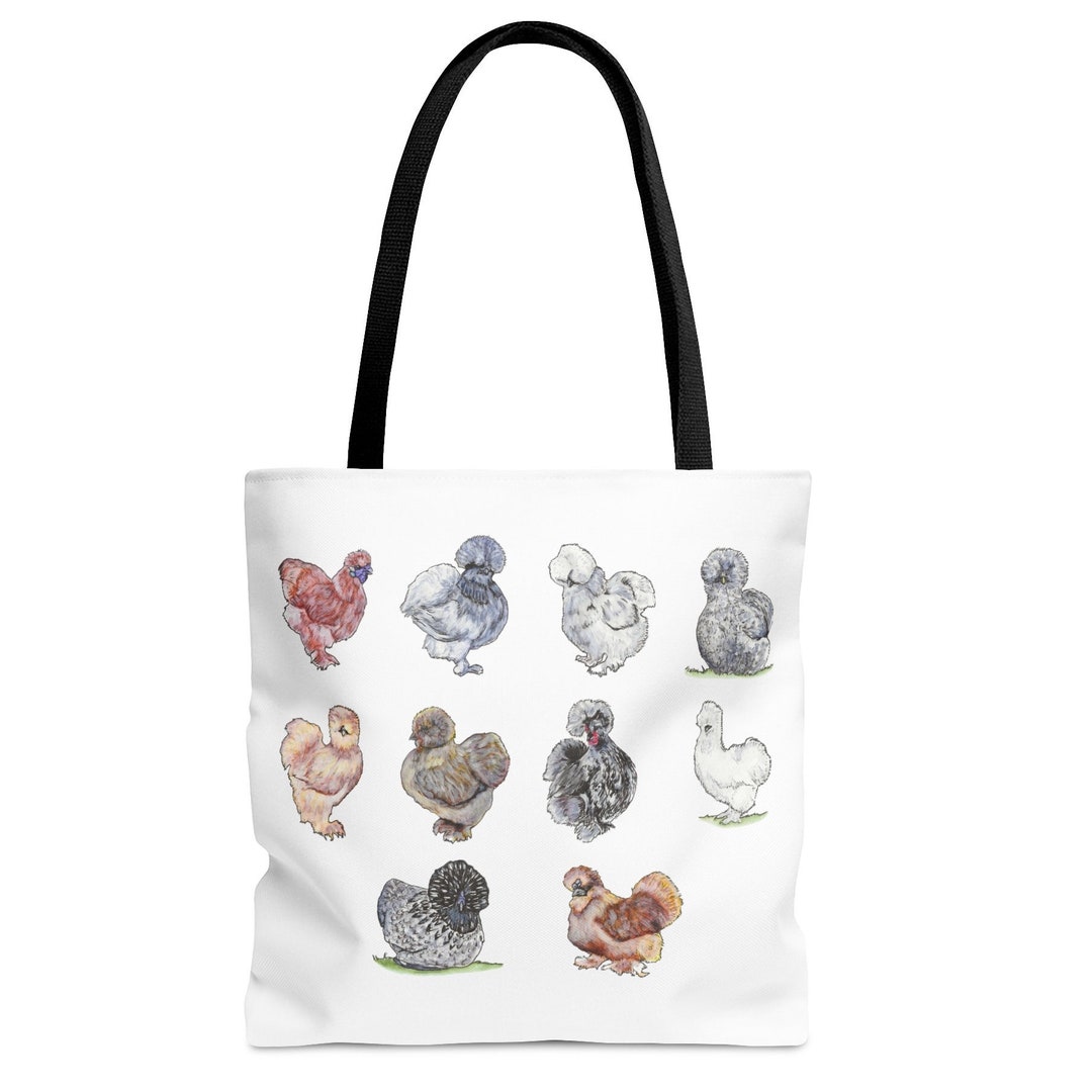 Silkie Chicken Tote Bag, 2 Sided Grocery Bag, Cute Chicken Book Bag ...