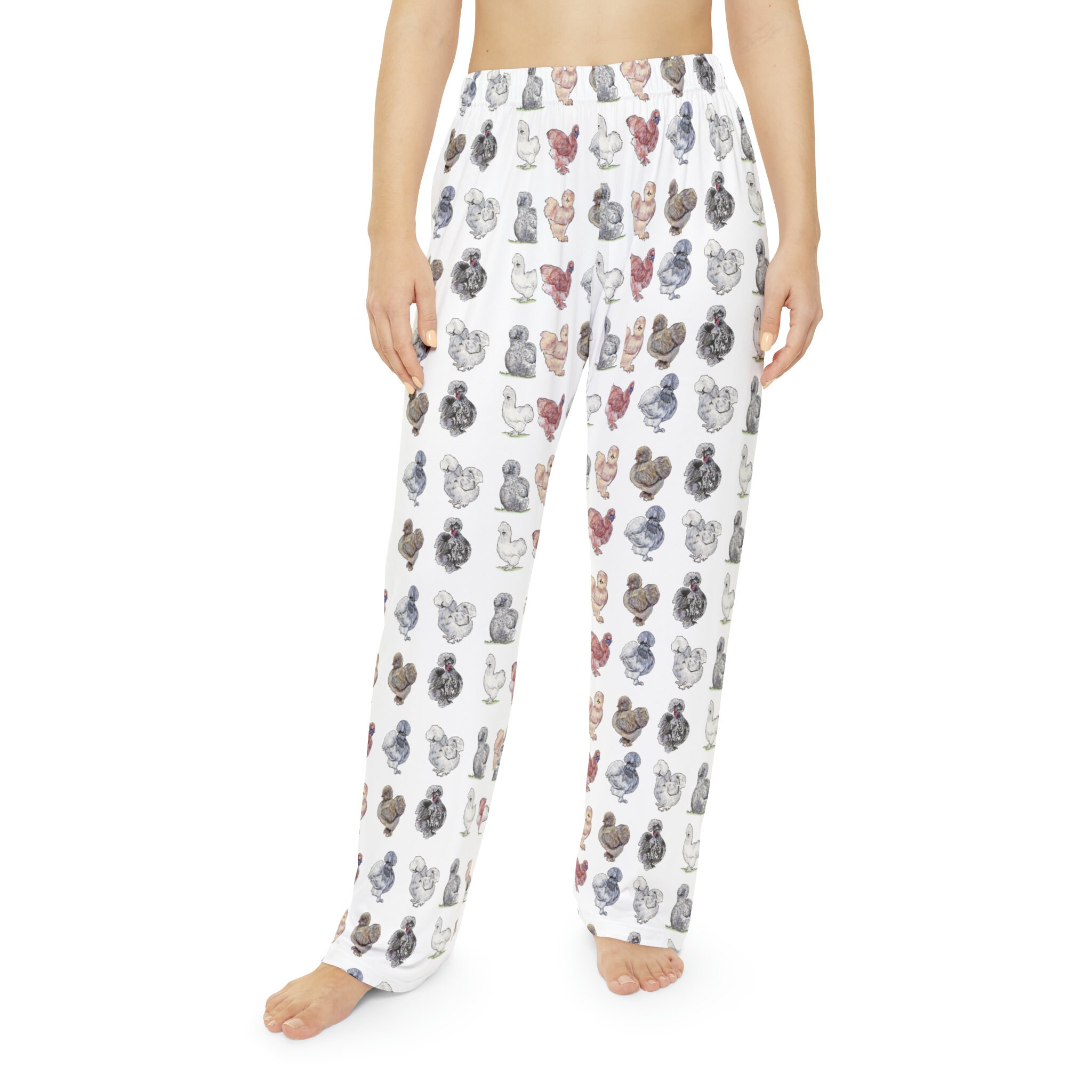 Women's Silkie White Pajama Pants Chicken Lover Gift - Etsy
