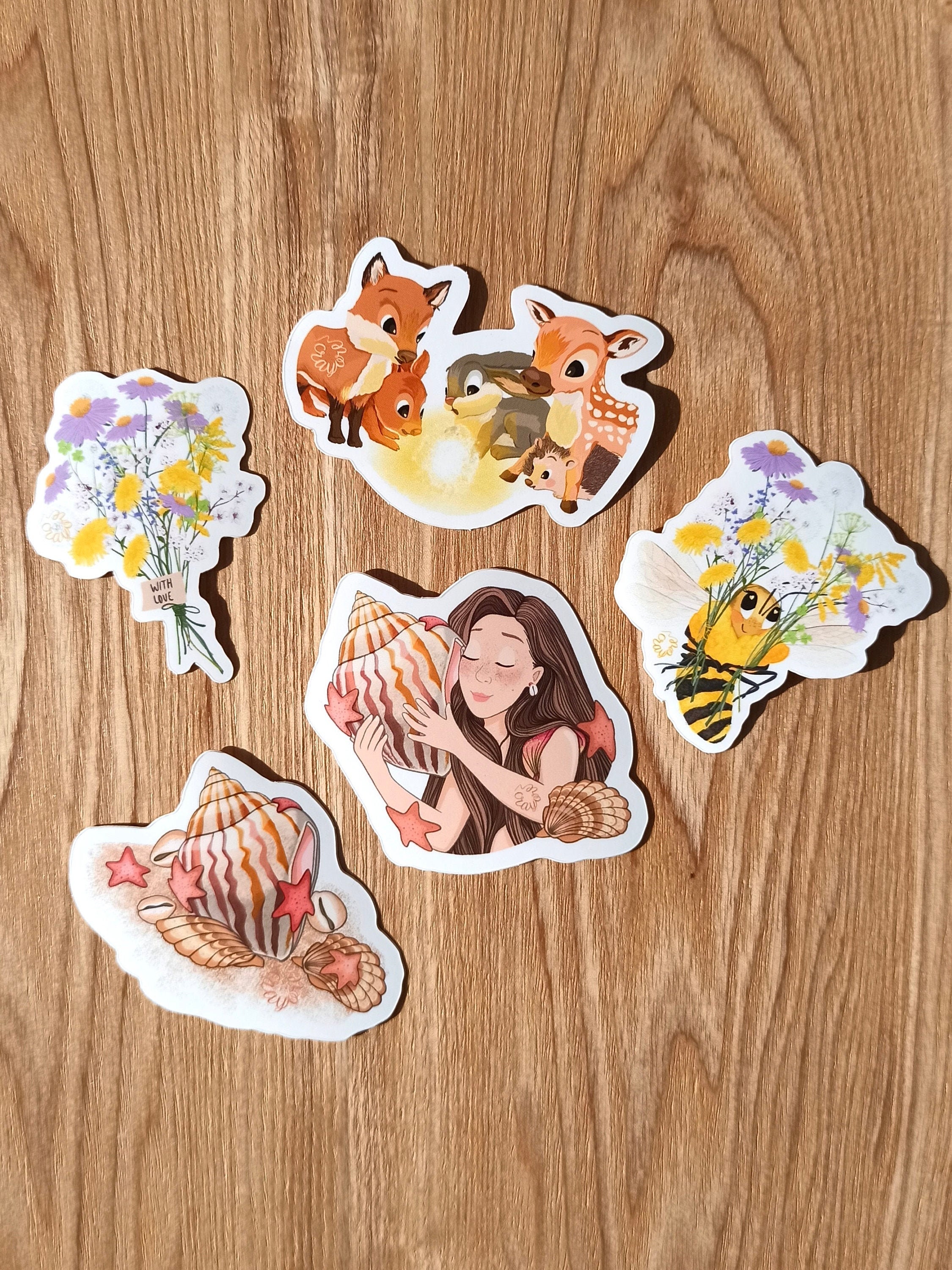 Lot 5 Stickers Mat Stickers Illustrations | Etsy