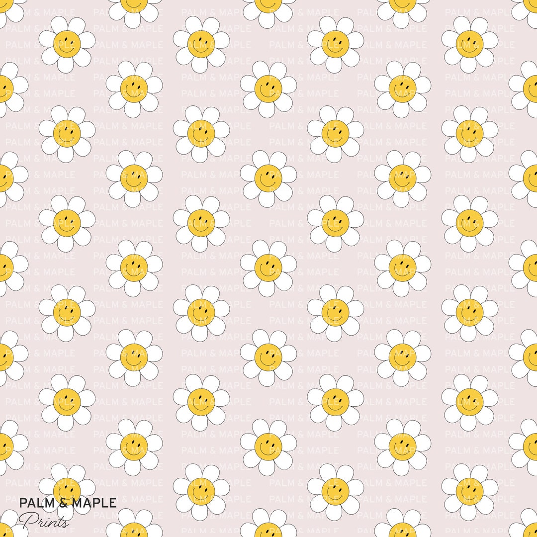 Smiley Face Flower Seamless Pattern Svg Eps Dxf Png Ai Transparent ...