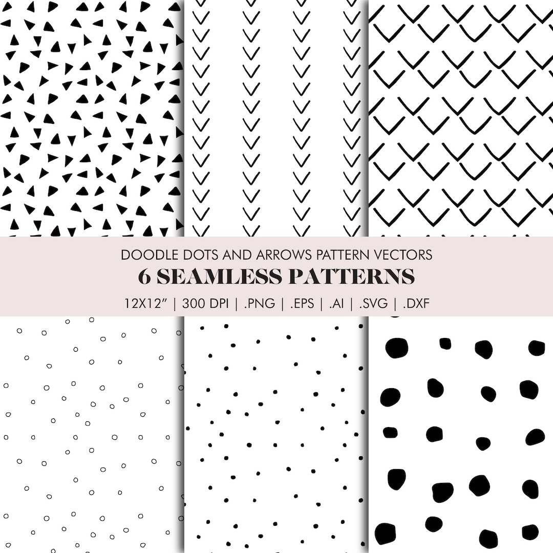Digital Seamless Doodle Dots & Arrows Vector Patterns Svg Eps Dxf Png ...
