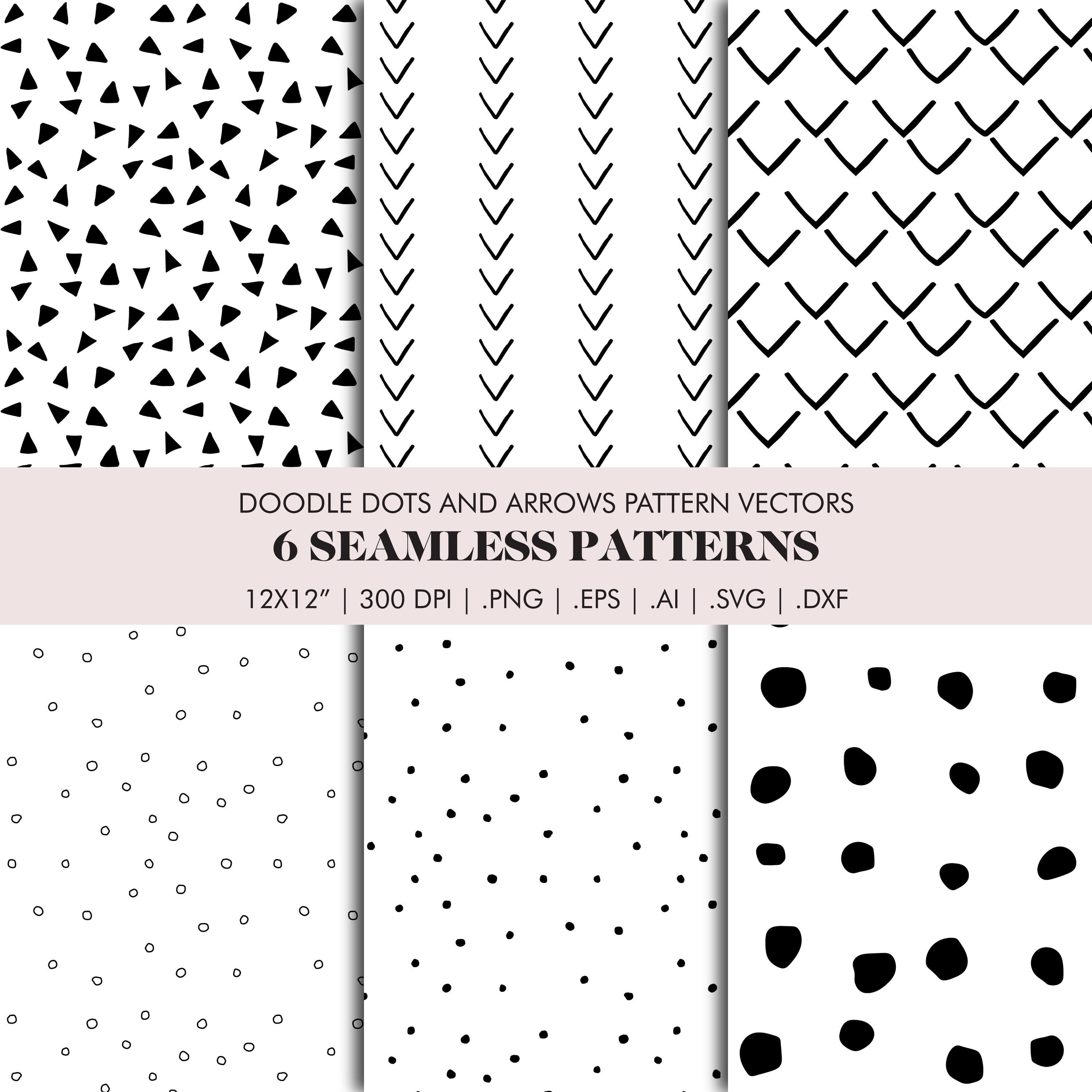 Digital Seamless Doodle Dots & Arrows Vector Patterns Svg Eps Dxf Png ...