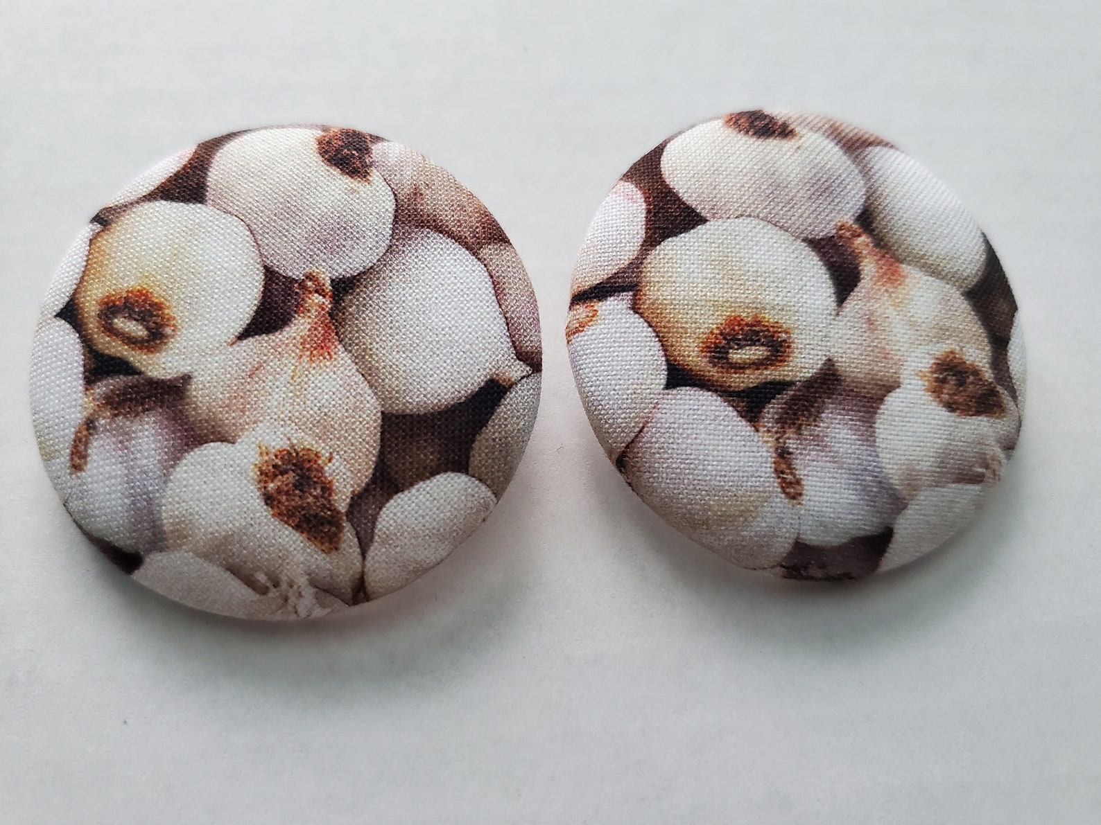 Garlic Earrings, Garlic Fabric Earrings, Garlic Button Earrings, Women ...